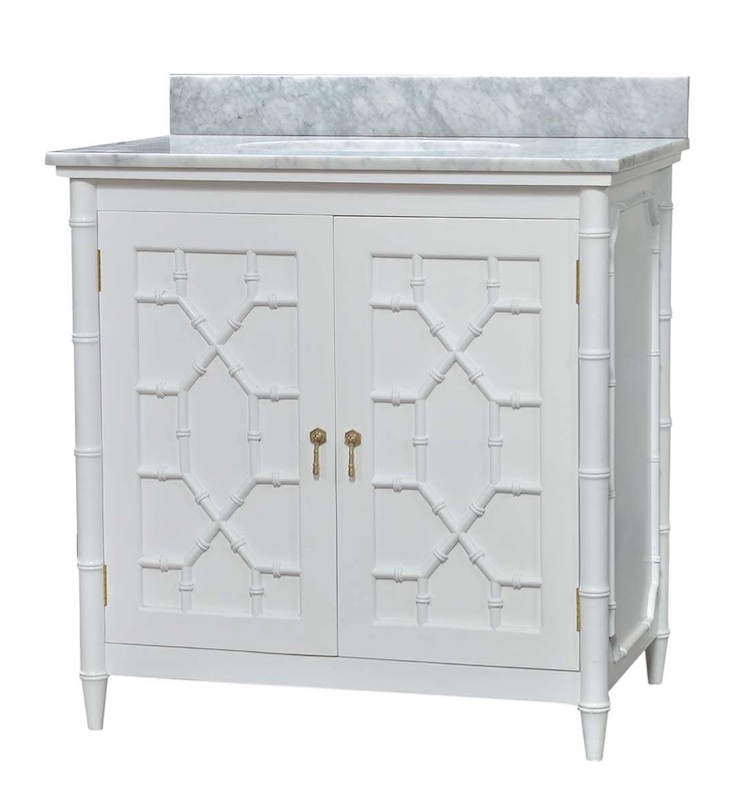 NEW | Faux-Bamboo Single Vanity with Marble Top | Ready to Ship ...