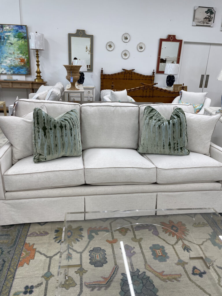 Poppy’s Signature Larson 3 Over 3 Skirted Sofa | Crypton Nomad Snow w ...