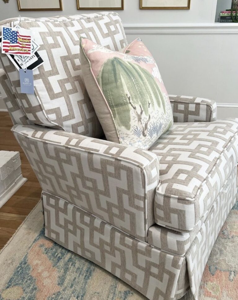 Set of swivel and rocker chairs in unique geometric pattern – Poppy's ...