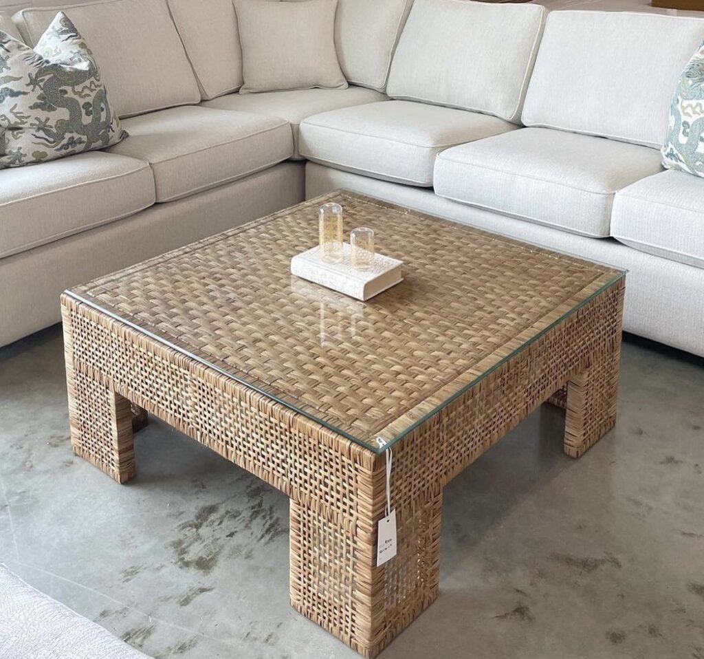 Papeete coffee table with glass top – Poppy's of Macon