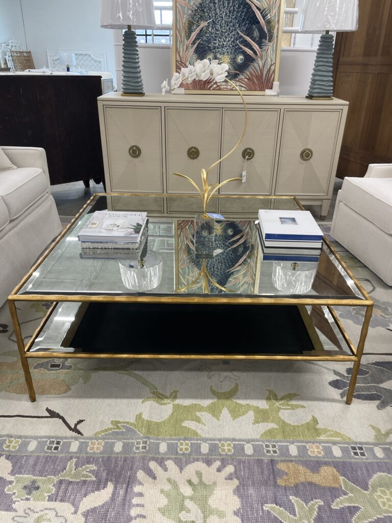 Modern history gold mirrored square coffee table – Poppy's of Macon