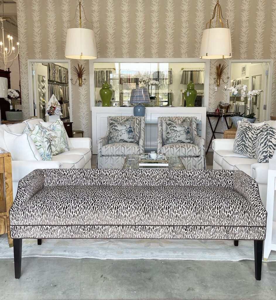 Coco pebbles bench with dark brown legs and welt! – Poppy's of Macon