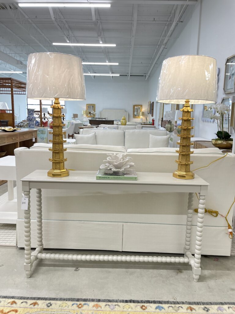 NEW wooden spindle leg console table lacquered in revere pewter – Poppy ...