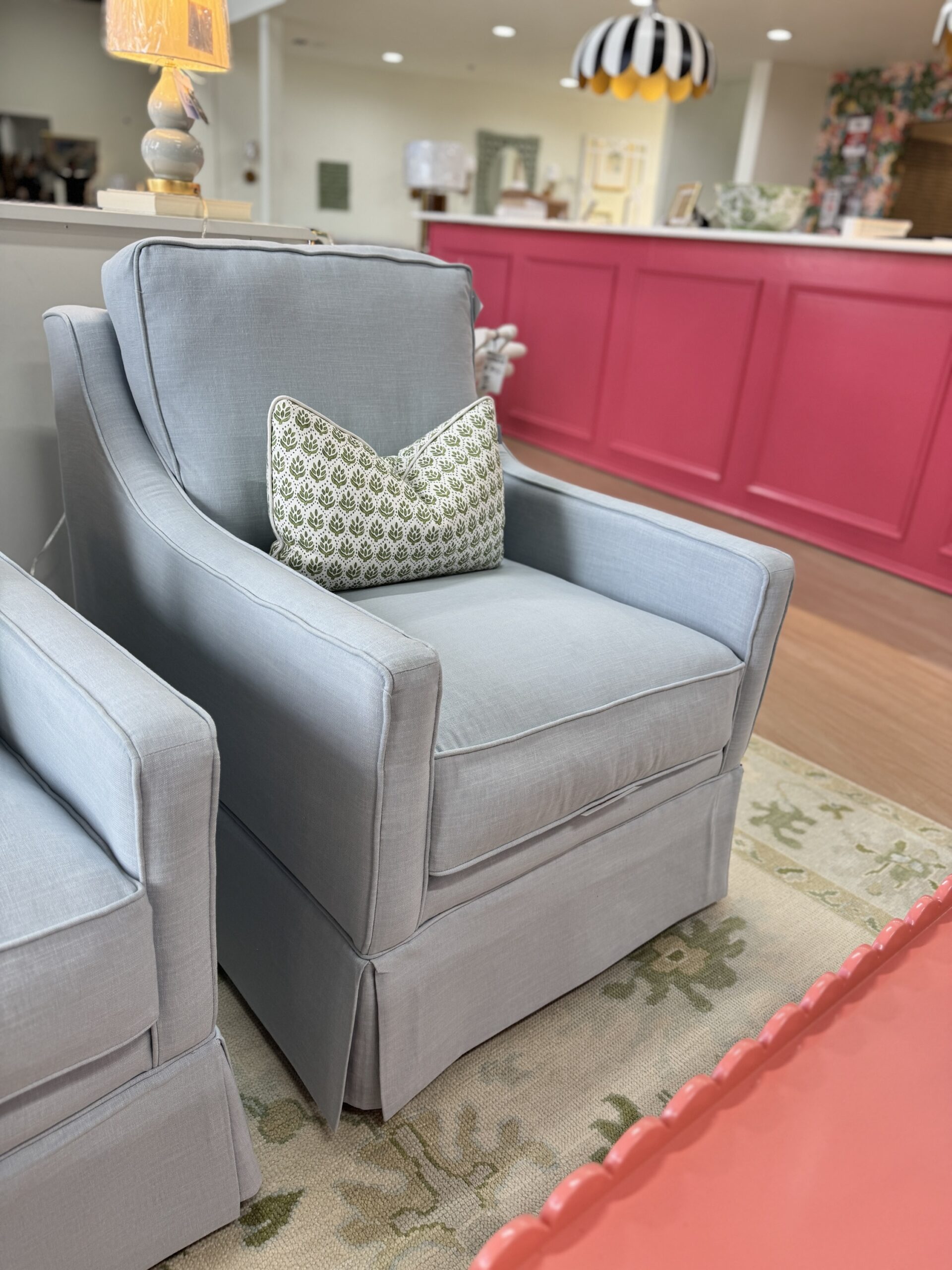 Larson arm swivel chair set in performance fabric oxfordton aqua ...