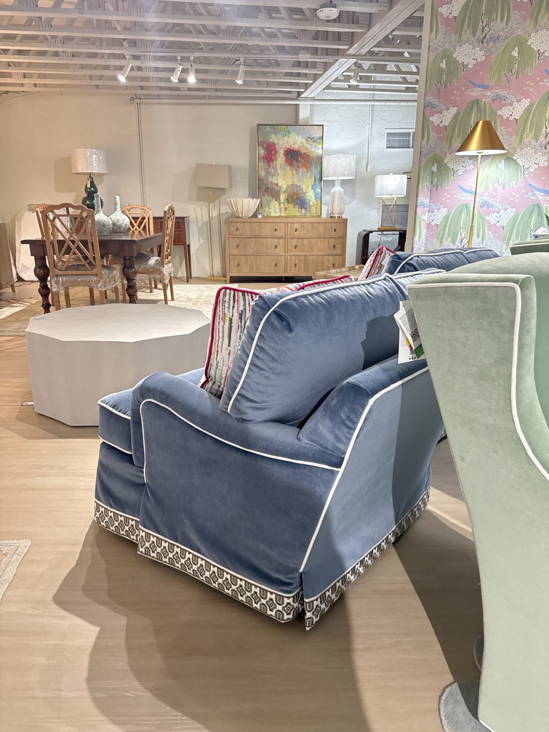 Set of (2) Massoud Emma Swivel Rock Skirted English Arm Chairs | Banks ...