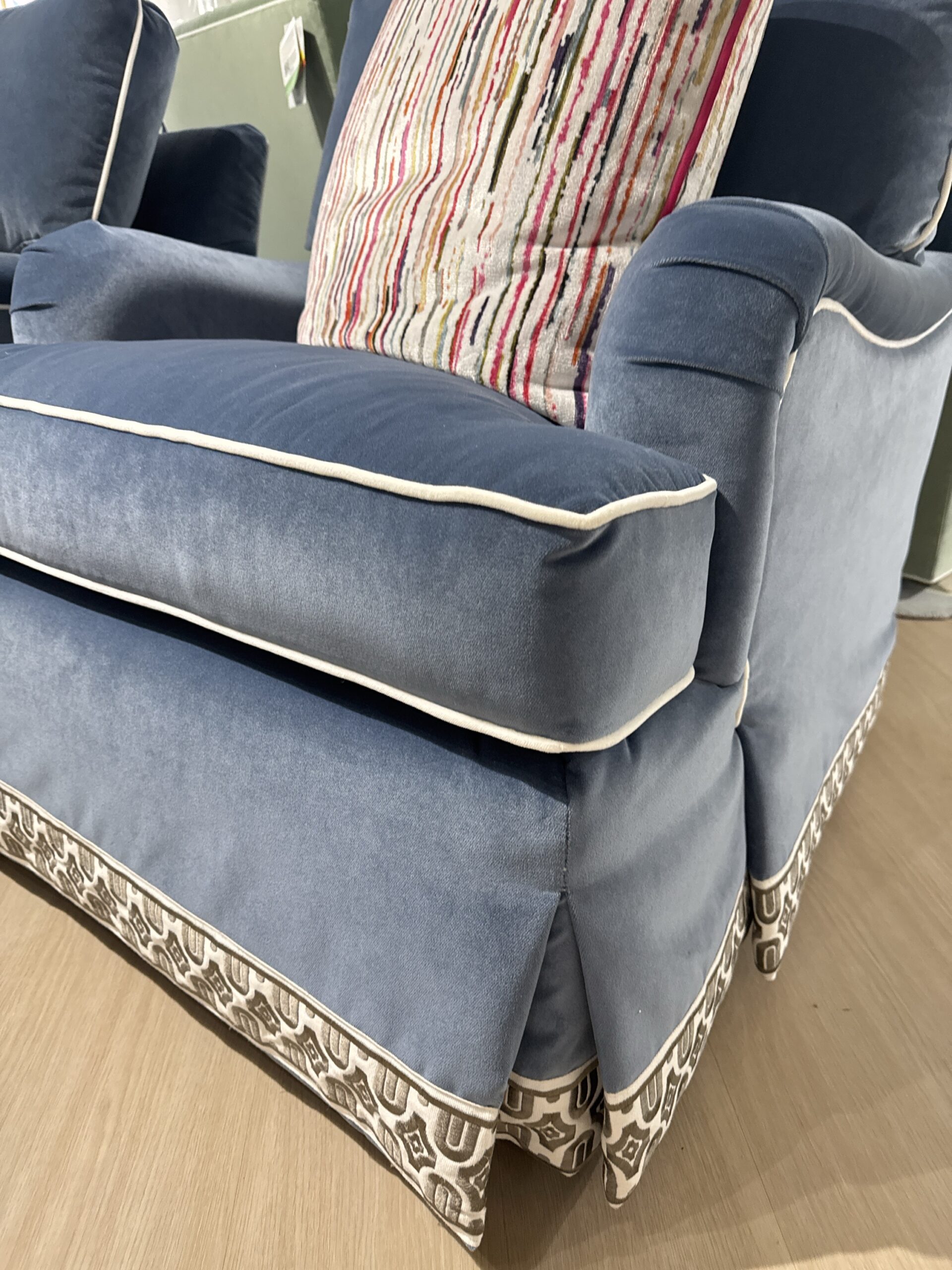Set of (2) Massoud Emma Swivel Rock Skirted English Arm Chairs | Banks ...