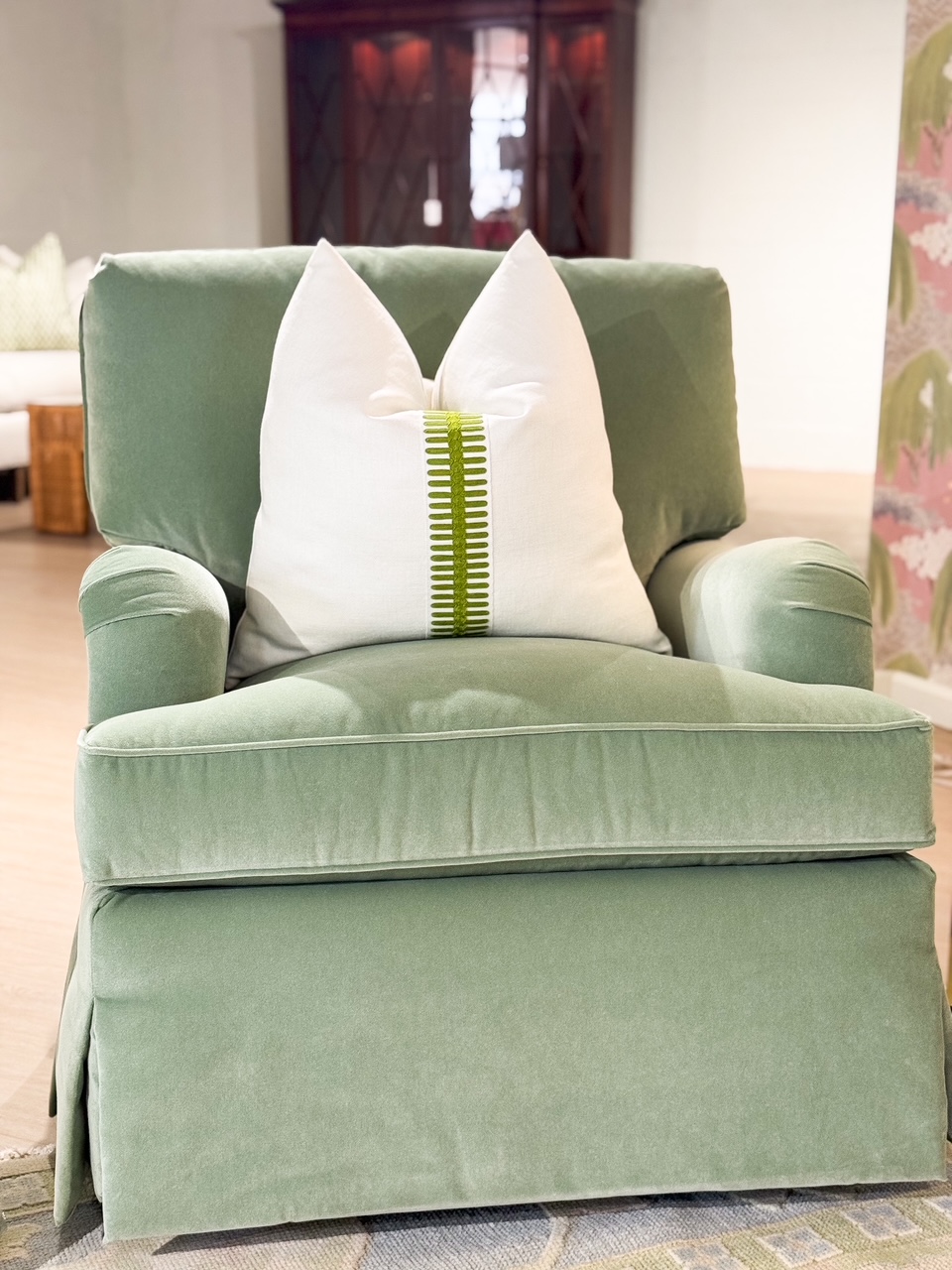 Set of (2) Massoud Emma Swivel Rock Skirted English Arm Chairs | Banks ...