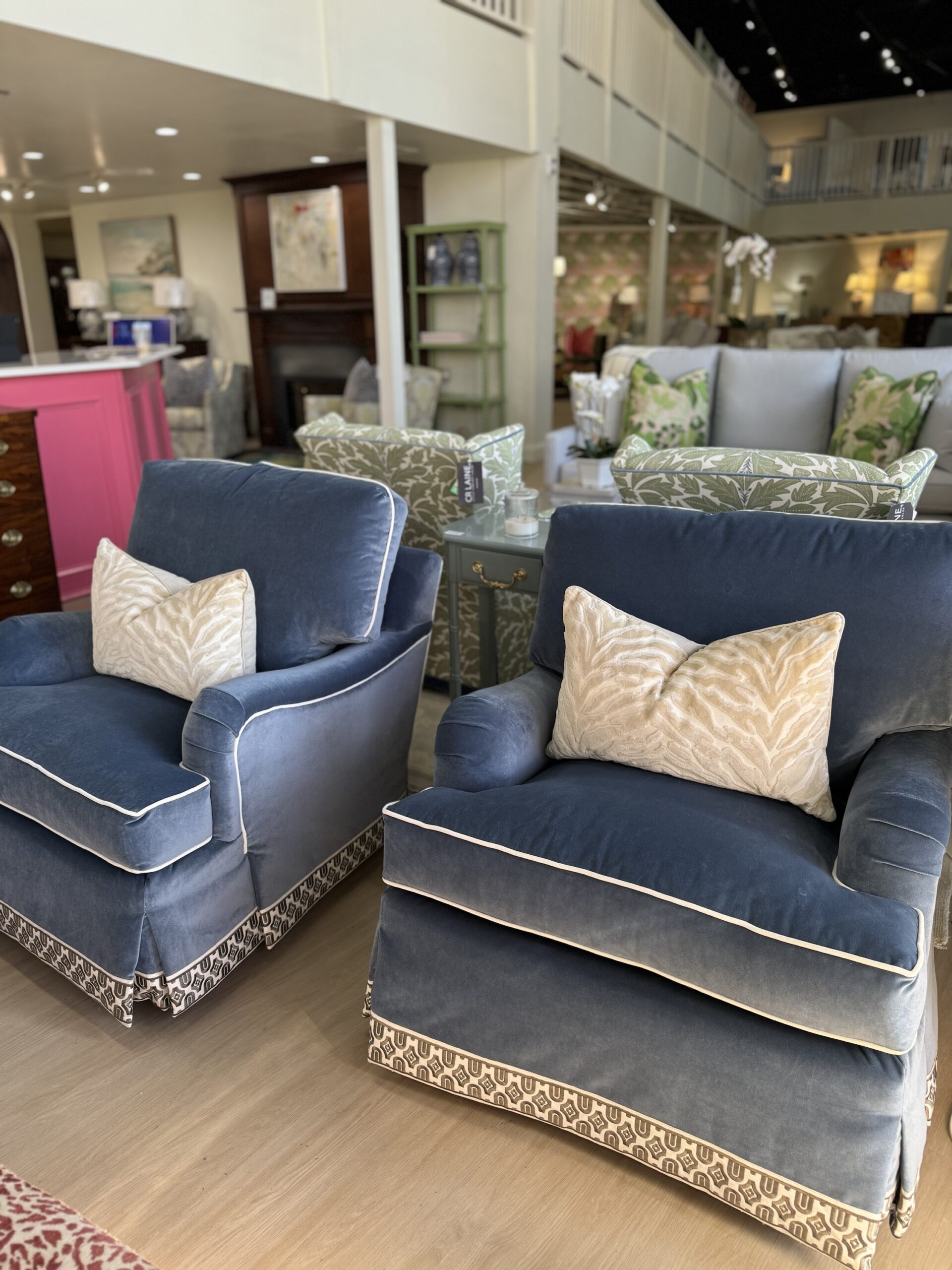 Set of (2) Massoud Emma Swivel Rock Skirted English Arm Chairs | Banks ...