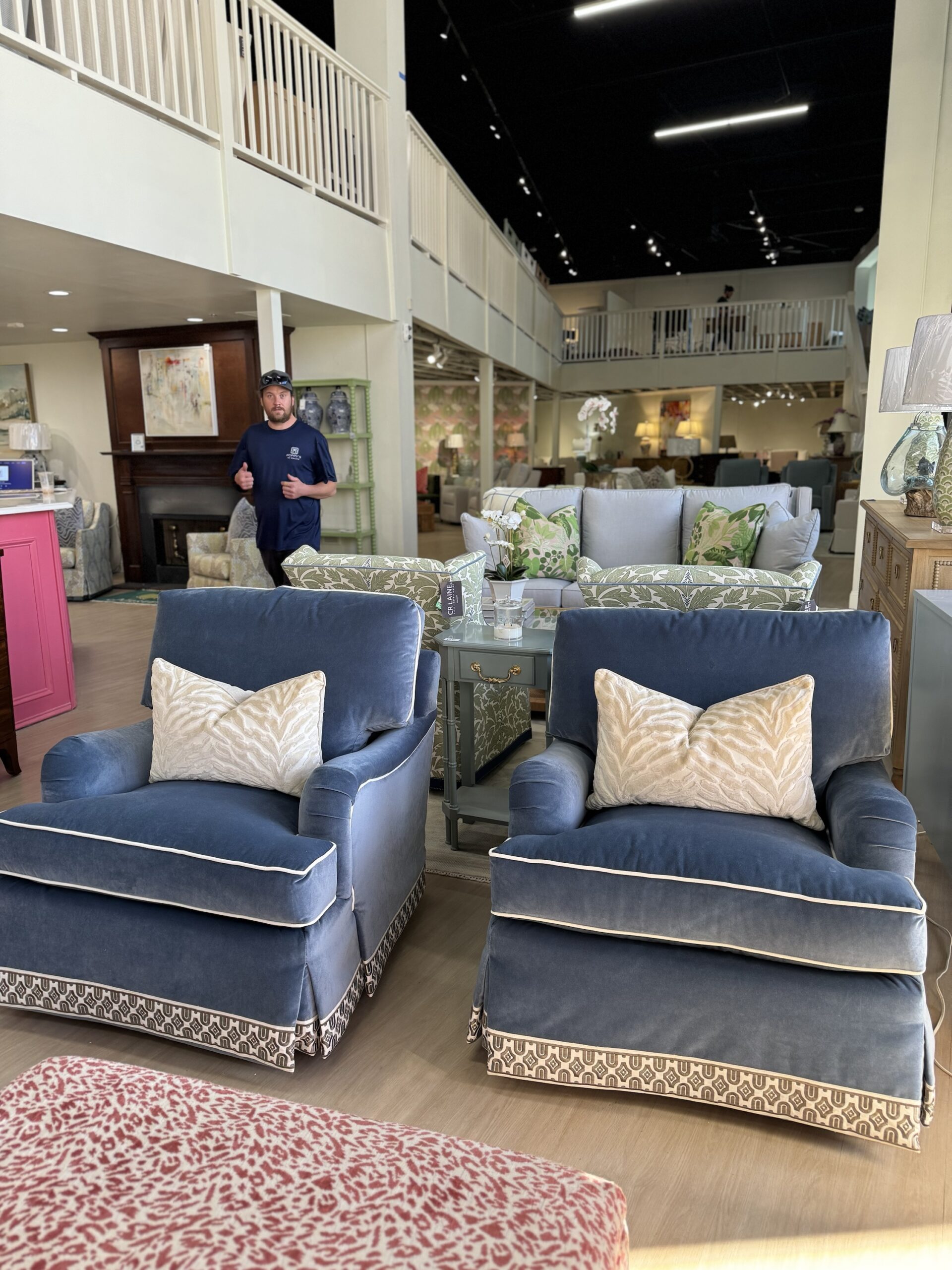 Set of (2) Massoud Emma Swivel Rock Skirted English Arm Chairs | Banks ...